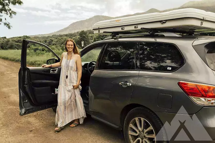 Gray AWD Nissan Pathfinder with Rooftop Tent for Rent in , Hawaii